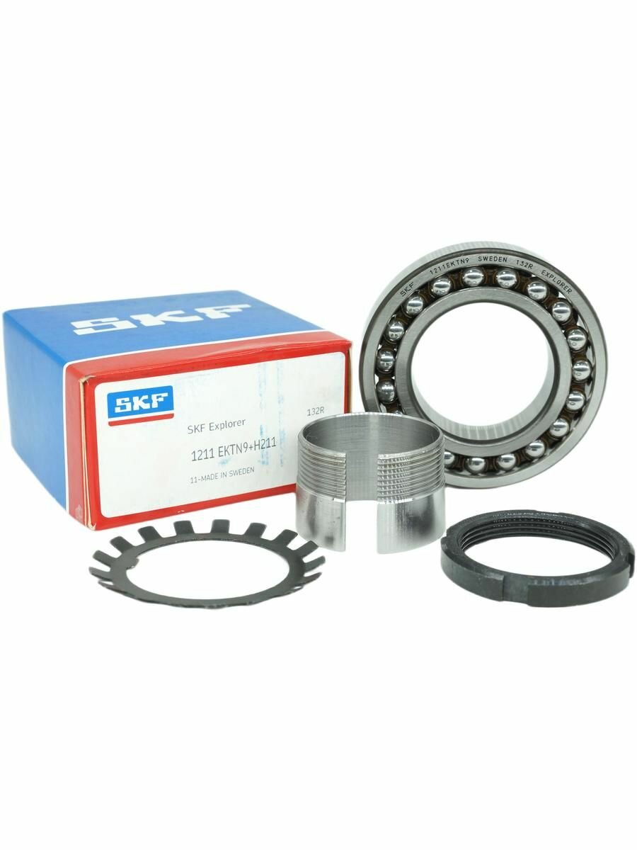 Подшипник самоустанавливающийся 1211 EKTN9 + H211 SKF (Швеция) с закрепительной втулкой, на вал 50 мм (11210)