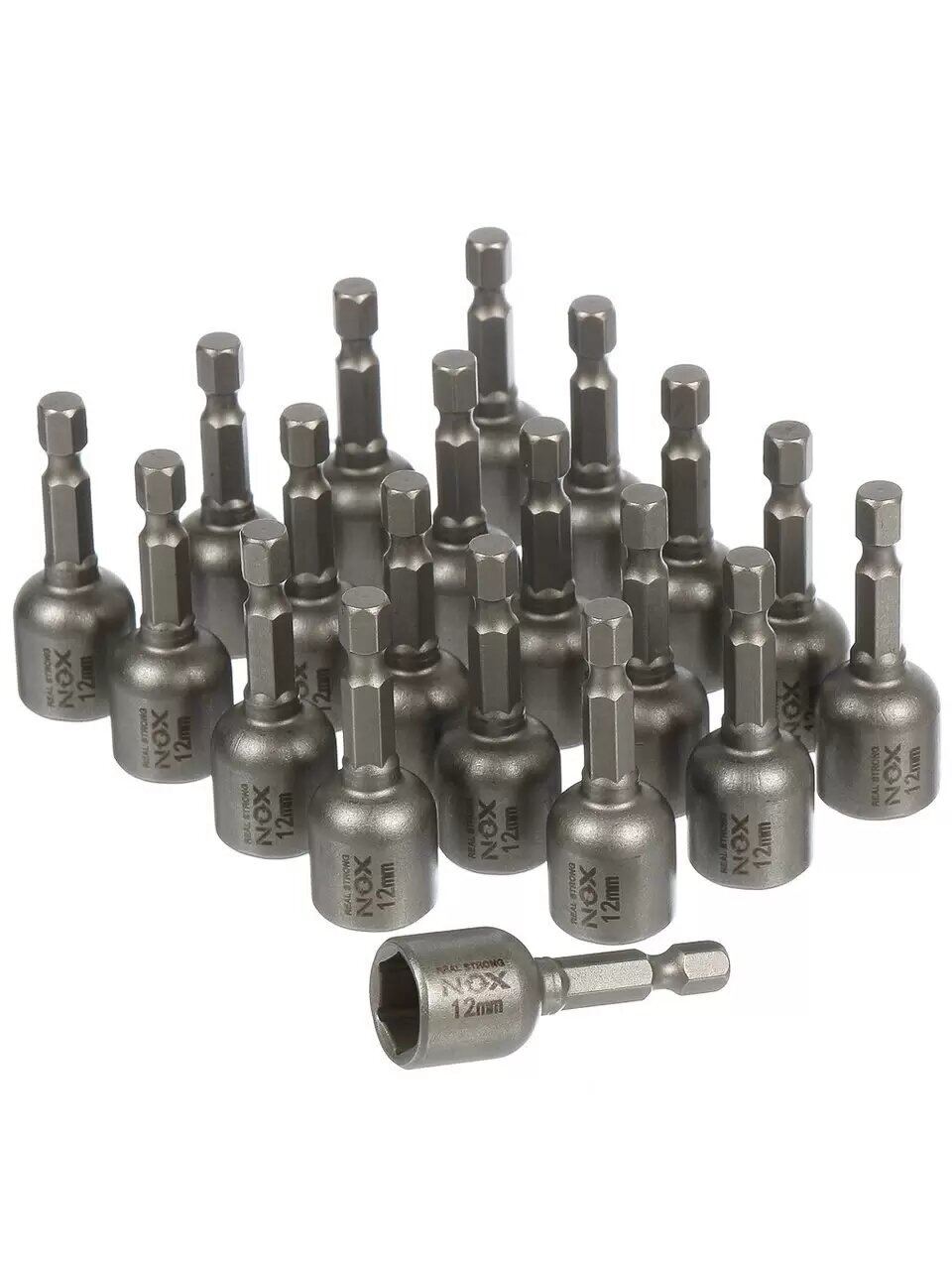 Ключ-насадка для кровельных саморезов, Nox, 12х48 мм, 20 шт, магнитный адаптер