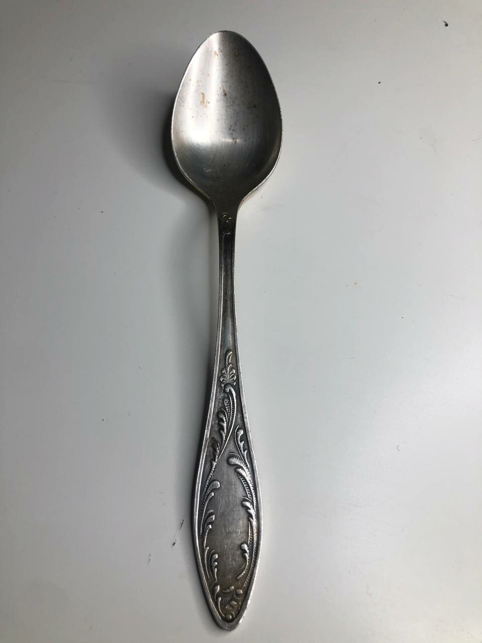 Ложка столовая 60-е г. СССР, Кольчугинский з-д "ажурная", 20.6см, мельхиор