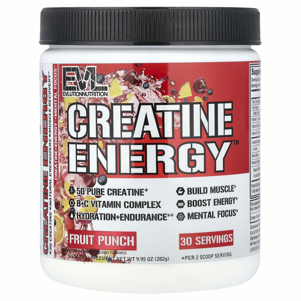 EVLution Nutrition, Creatine Energy™, фруктовый пунш, 282 г (9,95 унции)