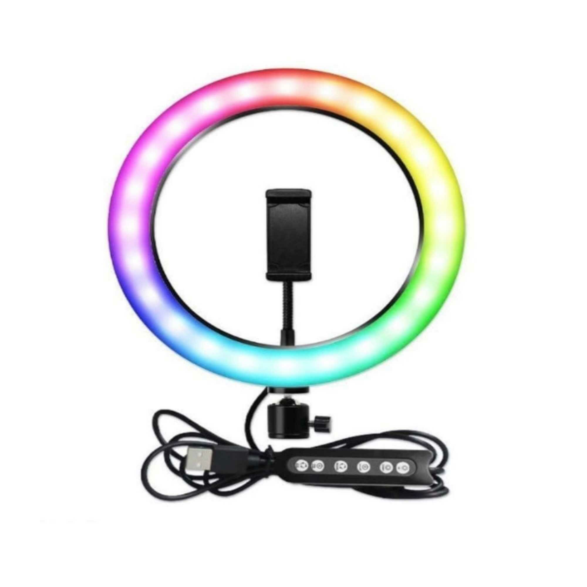 Кольцевая лампа цветная RD 26 RGB без штатива в комплекте, 3 режима