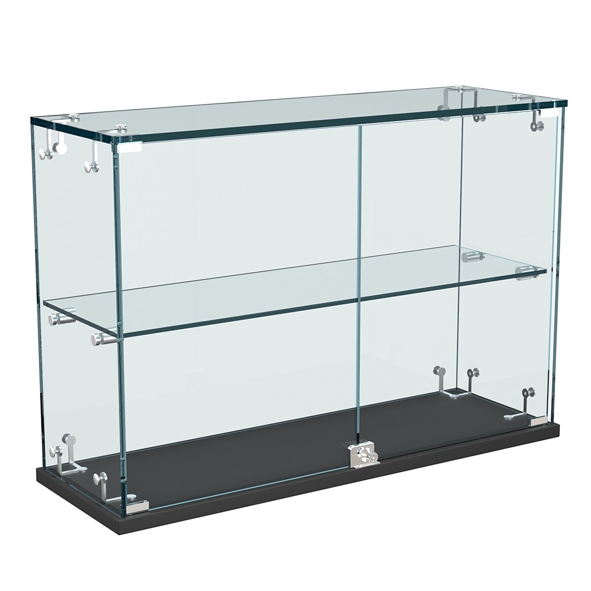 Витрина Истра настольная мини №5-2 с одной полкой и распашными дверками, Черный