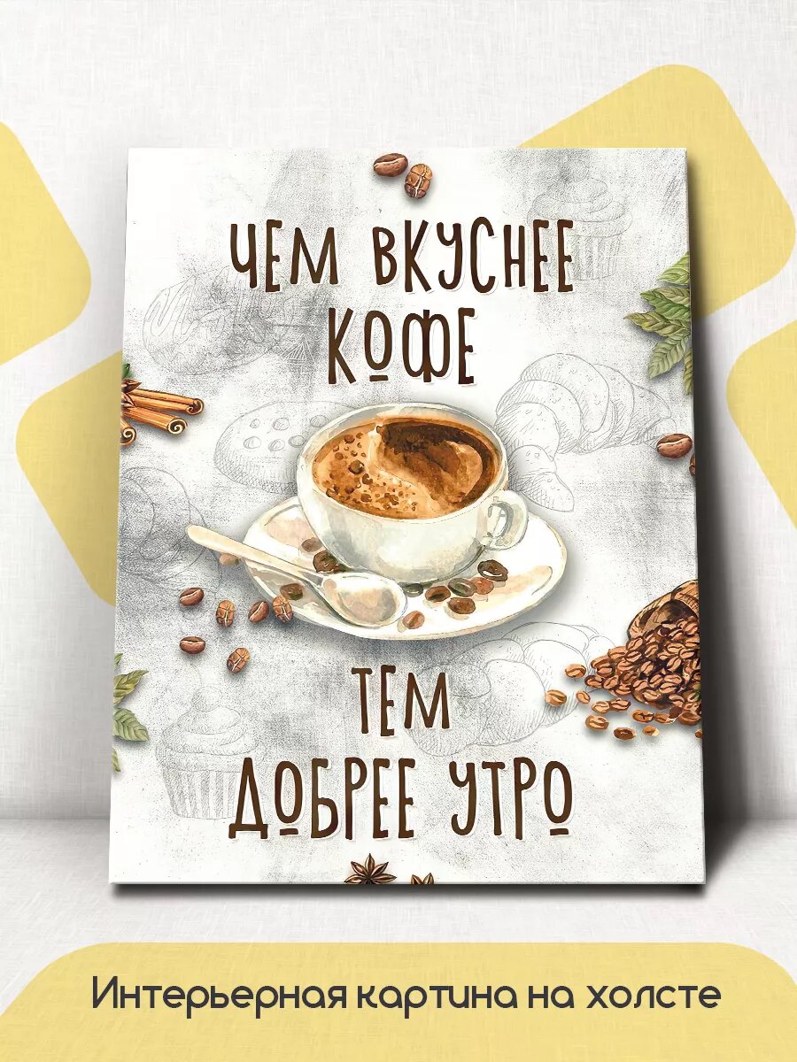 Картина на стену интерьерная Мотивационная Кофе 45x60 см