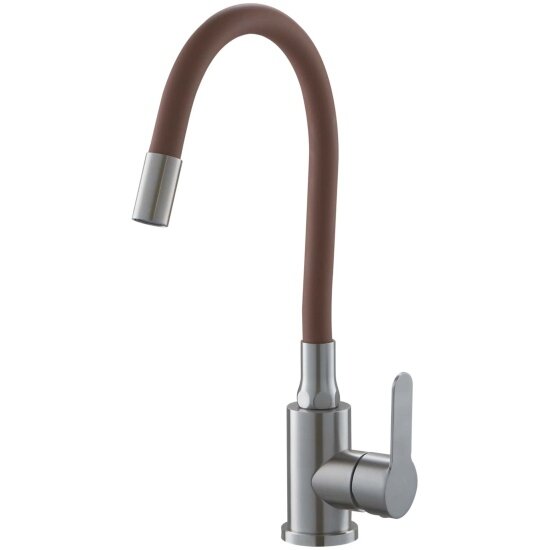 Смеситель для кухни Fashun с гибким изливом A54101-16, сатин/коричневый