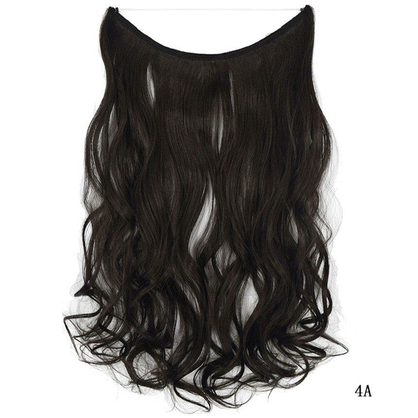 TO 45 см Длинные вьющиеся волнистые волосы Fish Line Hair Wire Hair Extensions Women Synthetic Invisible Hairpieces Real Natural