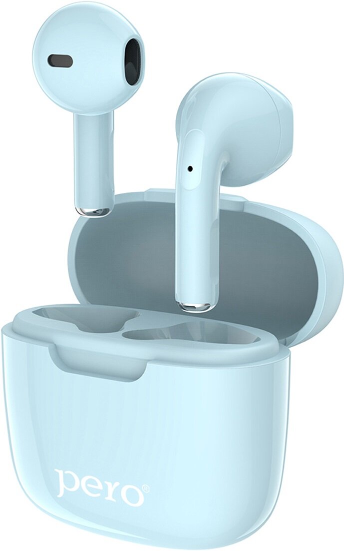 Наушники PERO TWS05, Bluetooth, внутриканальные, голубой (PTWS05LB)