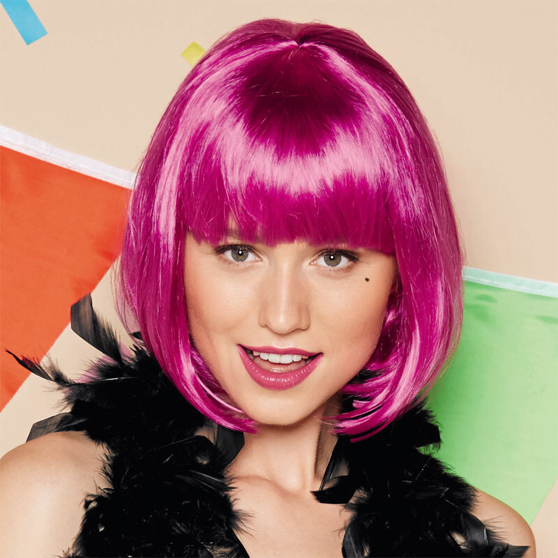 Парик "Каре", с челкой, синтетические волосы, женский, универсальный размер, цвет фуксия