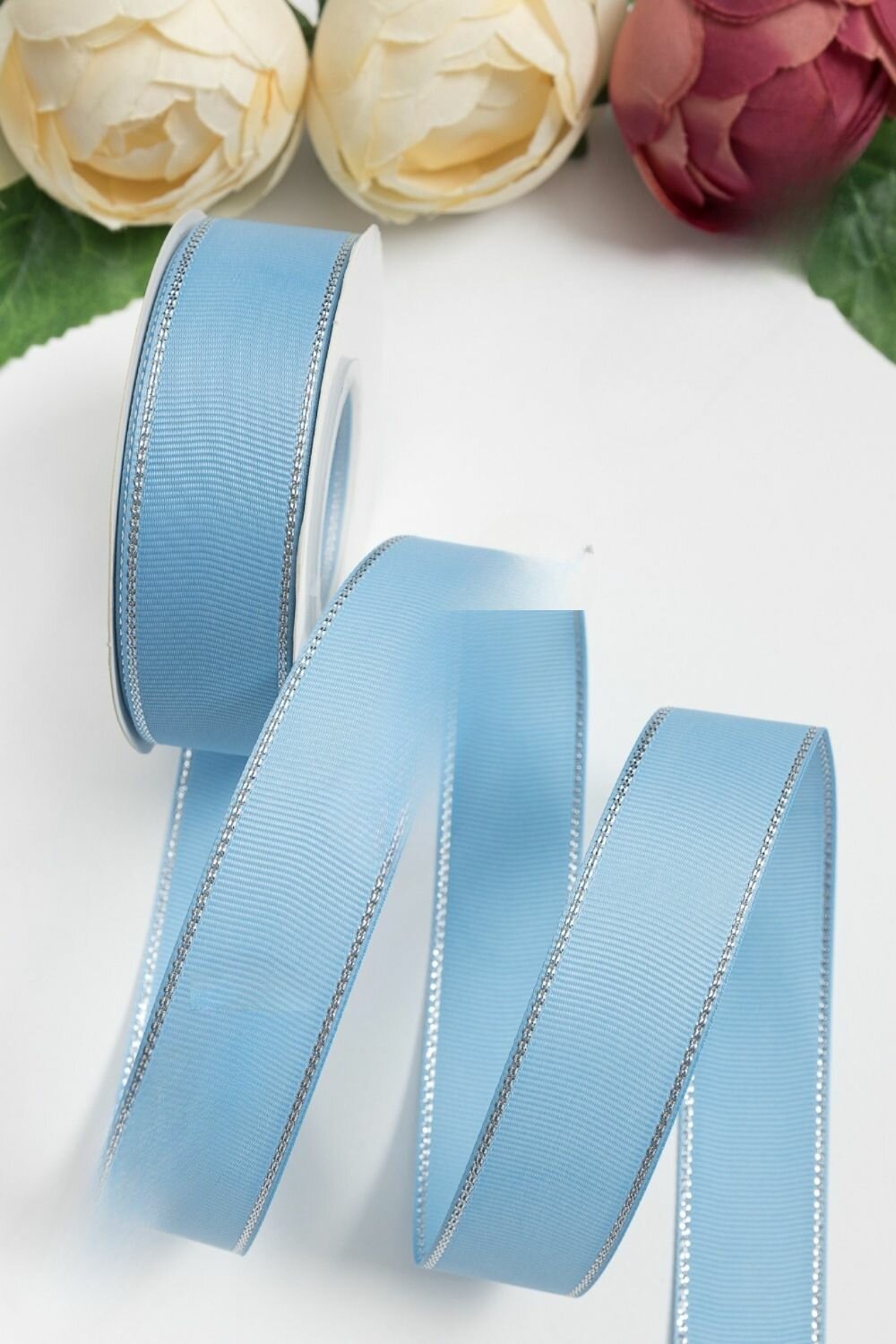 Лента репсовая с люрексом 2,5см (20 ярдов)