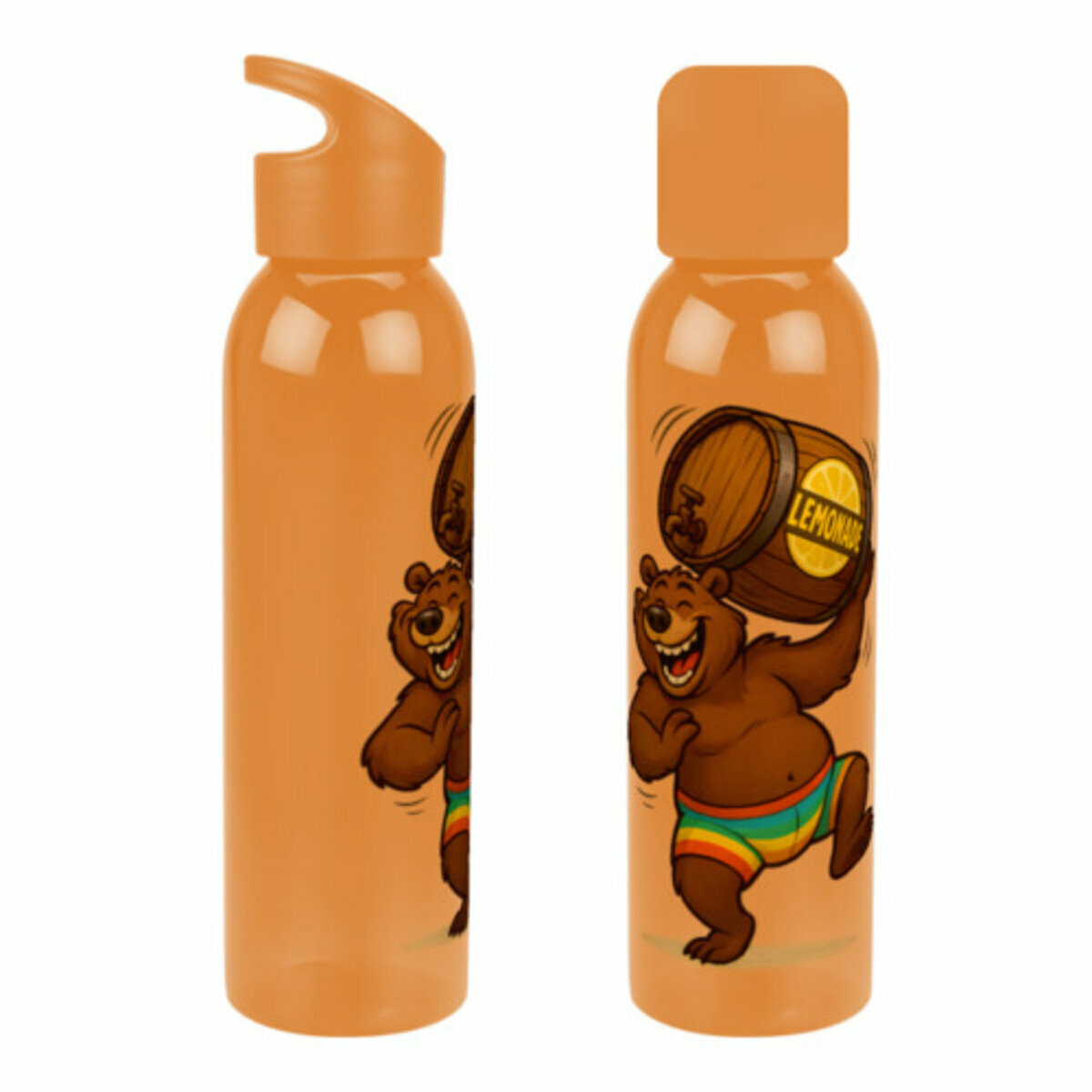 Бутылка для воды «Довольный медведь с бочкой лимонада» (оранжевый)