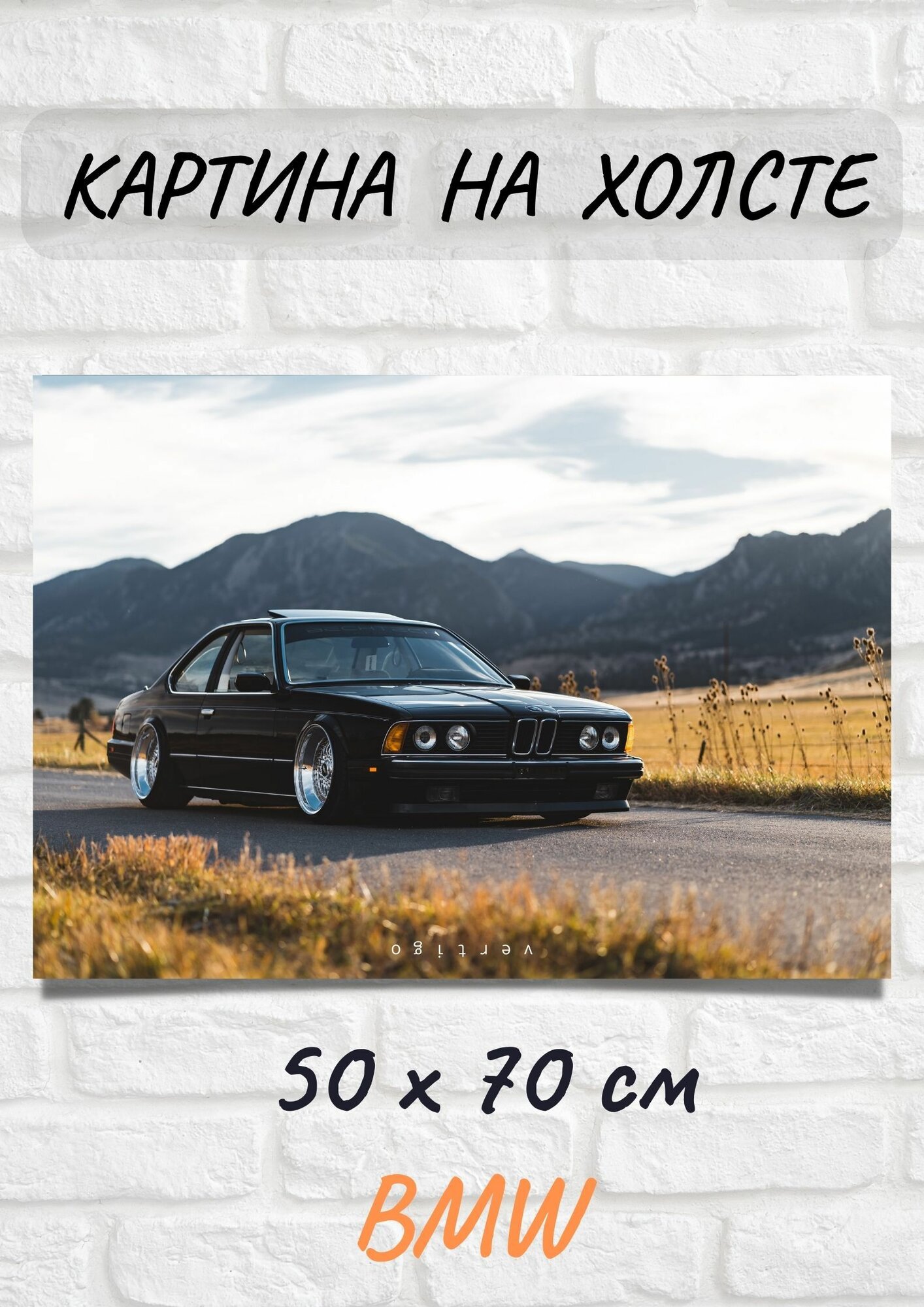 Картина БМВ автомобиль / Фотокартина с BMW ретро редкая авто на трассе