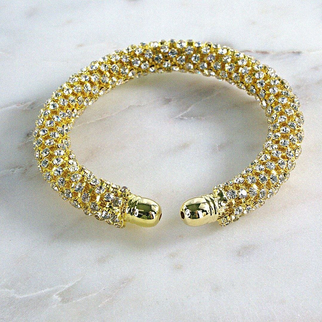 Незамкнутый браслет, стразы, кристалл