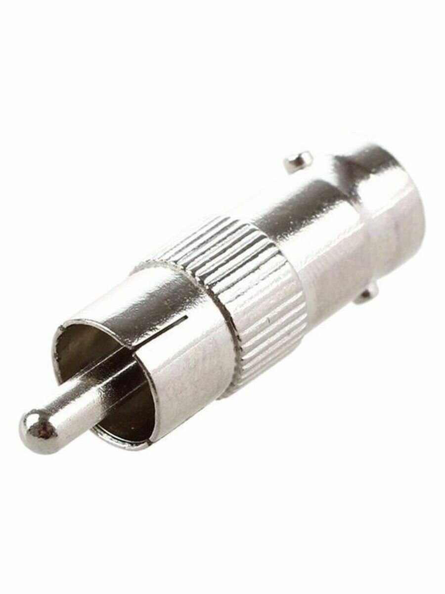Переходник BNC female ("мама") - RCA male ("папа"), серебристый металл