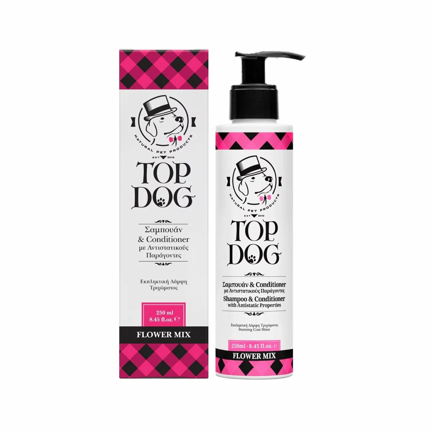 Шампунь-кондиционер для мытья собак TopDog Flower Mix укрепление и мягкость, 250 мл