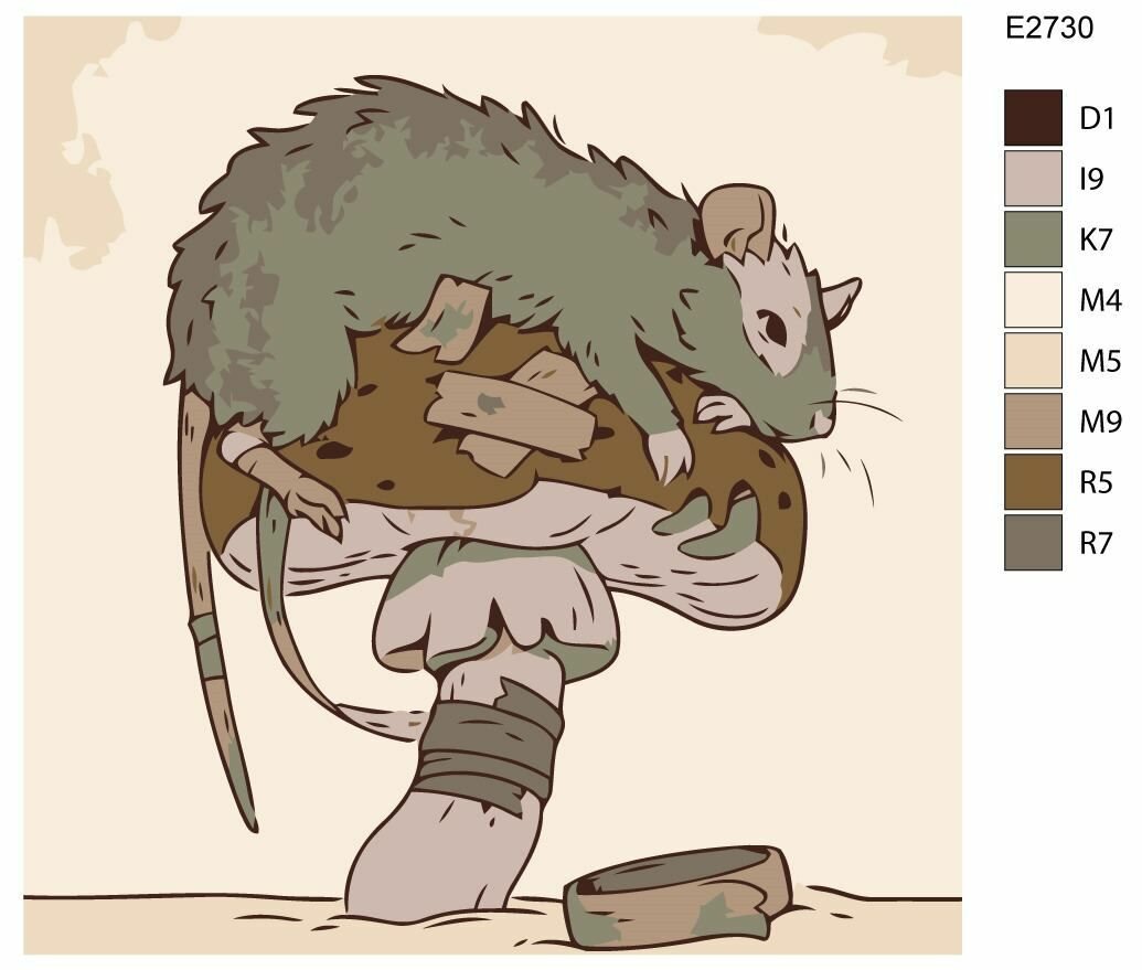 Детская картина по номерам E2730 "Крыса и гриб" 30x30