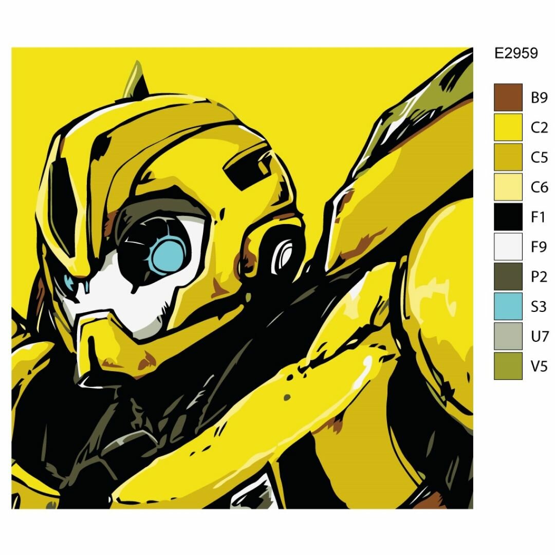 Детская картина по номерам E2959 "Трансформеры, Бамблби" 30х30
