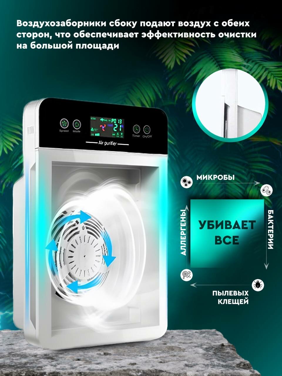 Очиститель воздуха для дома, очиститель с пультом , ионизатор, прибор освежает воздух, устройство ионизатор, рециркулятор бактерицидный от плесени в ванной и дыма