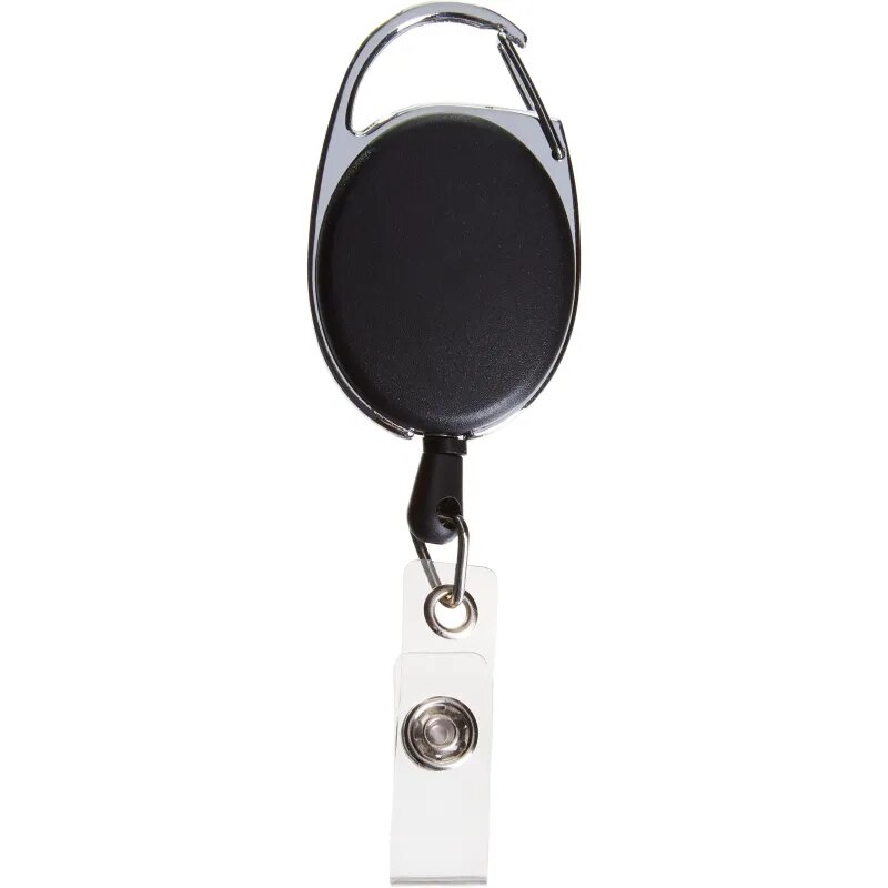 Держатель для бейджа Комус с рулеткой черный (без бейджа) 1шт 2043398