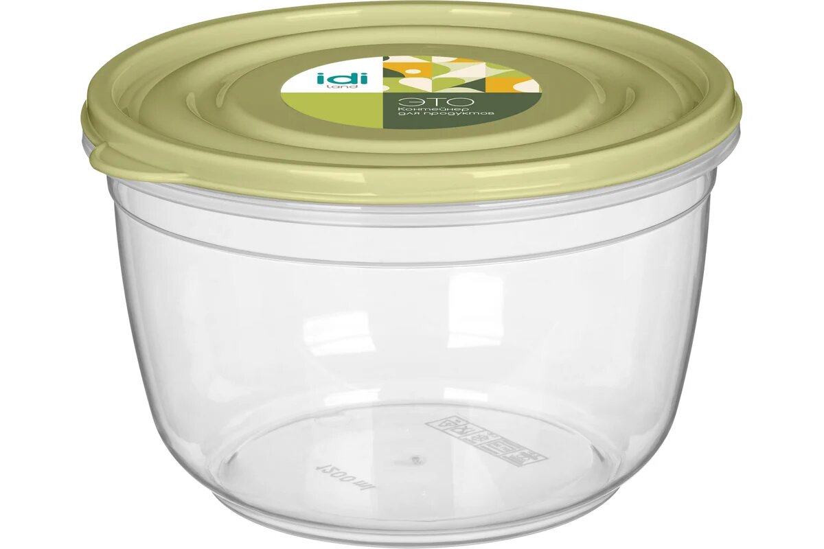 Idiland Flexy круглый пищевой контейнер для продуктов 1,2 л зеленый, хранение без запахов