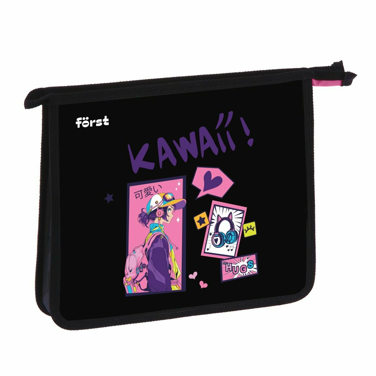 Папка для тетрадей 1 отделение, А5 Forst "Kawaii", 240x205x40мм, пластик, на молнии (FT-PP-A50529)