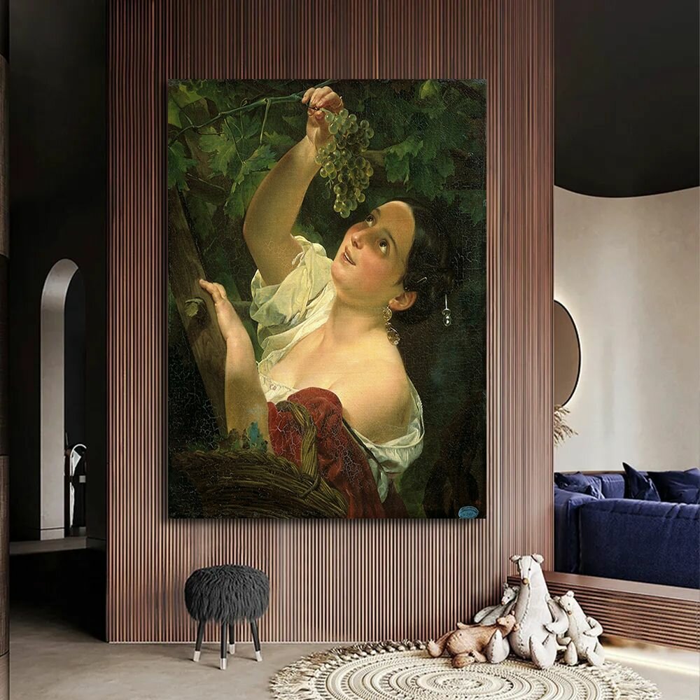 Брюллов / итальянский полдень, Репродукция картиныы на холсте, 30х40 см.