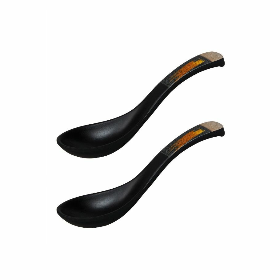 Ложка для супа лапши из меламина 14,5*3 7*3,4 см 20мл Паназия P.L. 2 штуки, черная