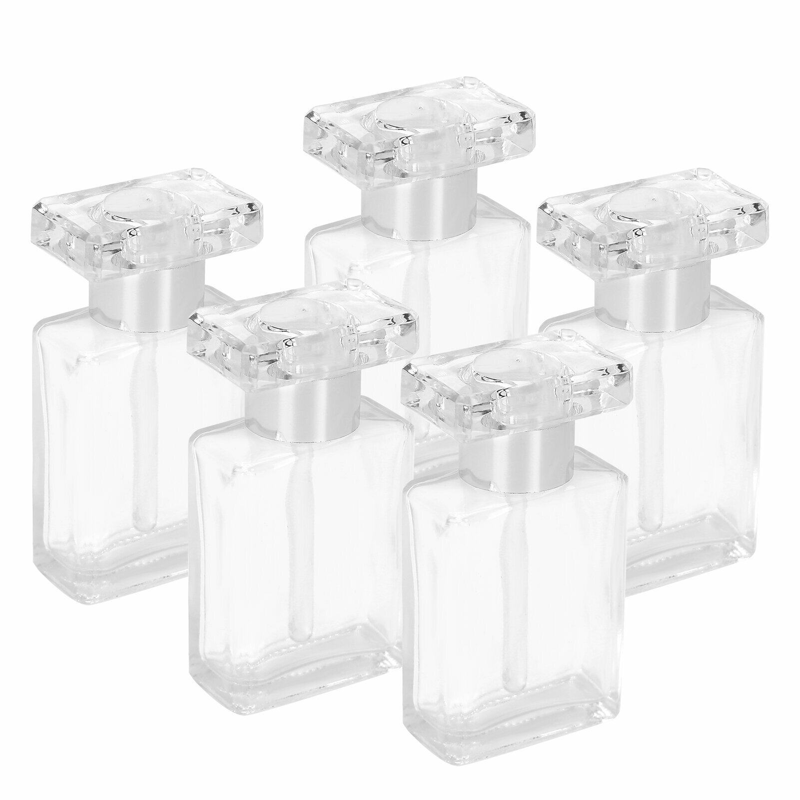 5 шт, прозрачная стеклянная пустая бутылка для эфирного масла, портативная многоразовая бутылка для духов, серебро