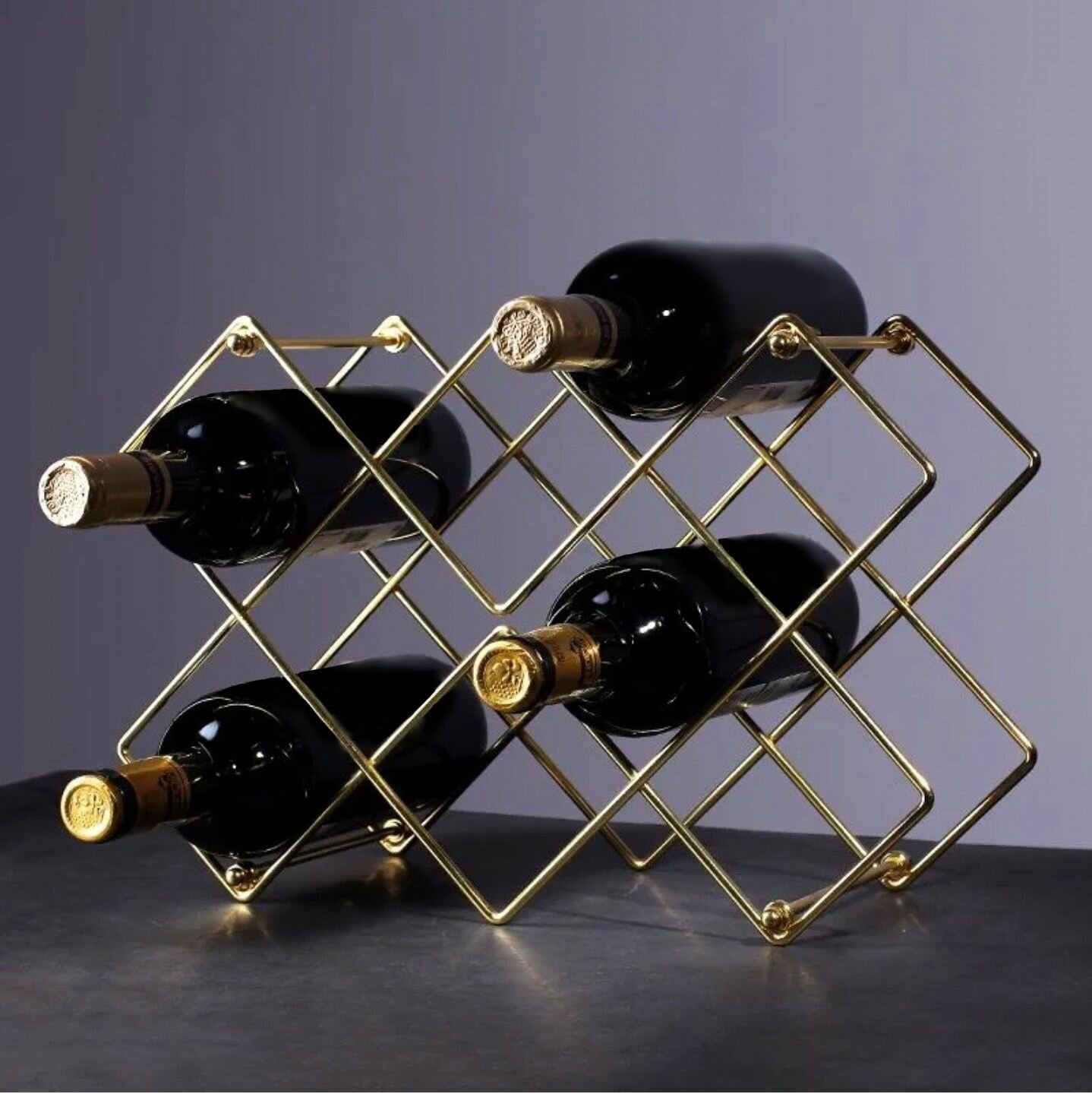 Держатель для бутылок вина на 10 бутылок, металлизированная подставка для винного бара, стильная организация хранения вина в доме