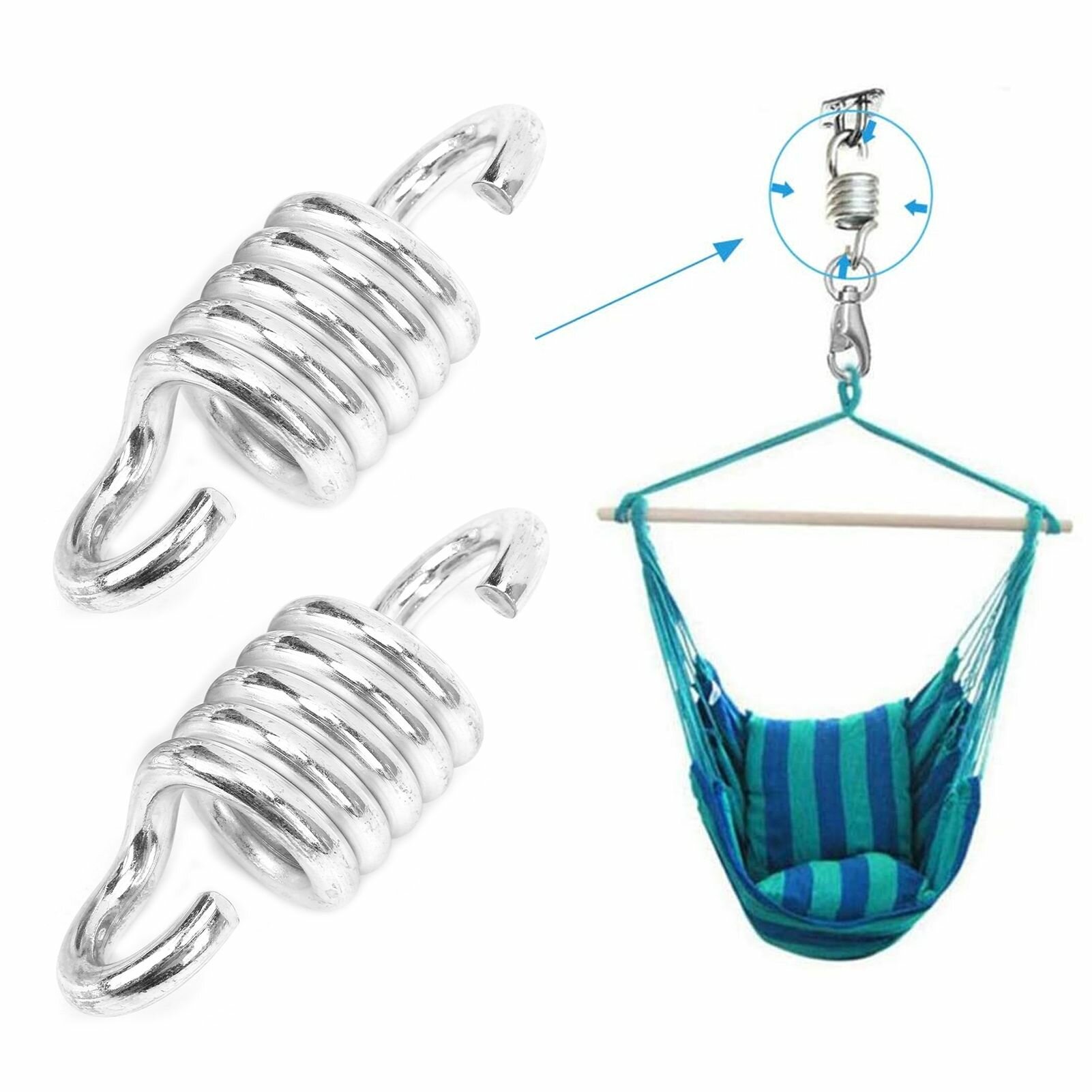 2 шт. пружина для подвесного кресла 8 мм, прочная, до 500 кг, для гамака, качелей, боксерских мешков