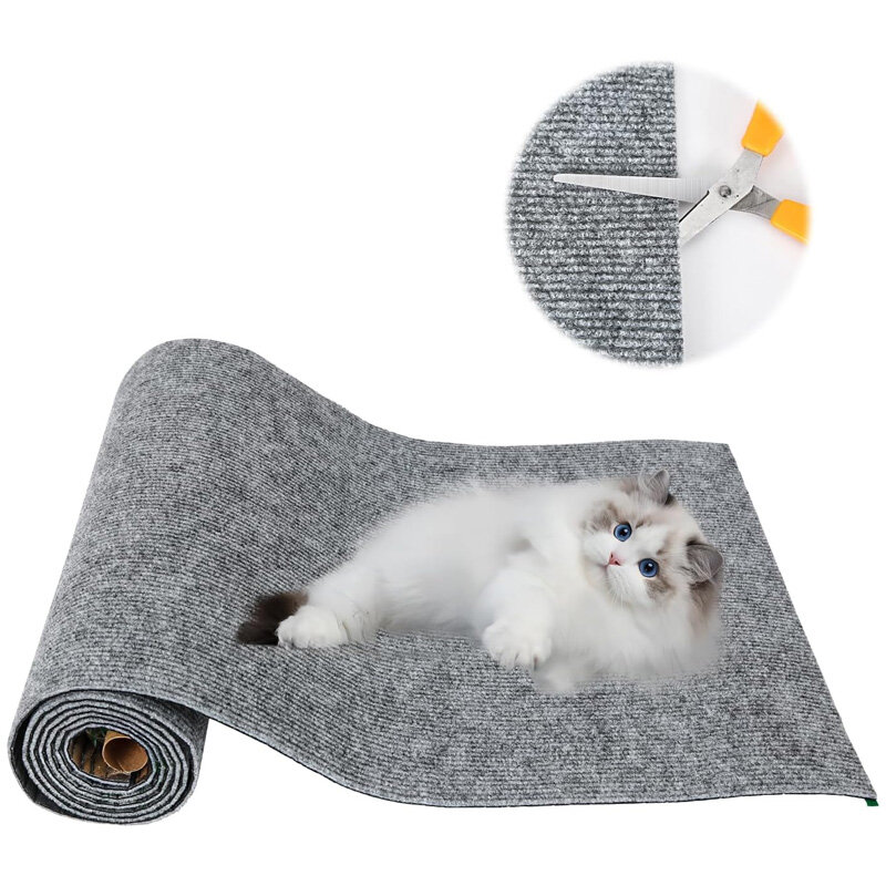 Когтеточка на стену для кошек, самоклеющаяся ковролин, защитная пленка для мебели/стен, серый, 100x40 см, 1 шт