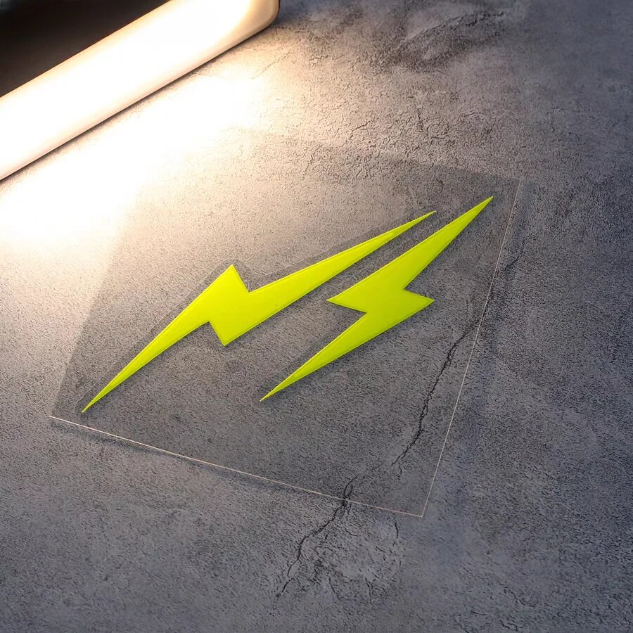 2 шт, молния на мотоциклетный шлем, топливный бак Светло-желтый, Флуоресцентный желтый