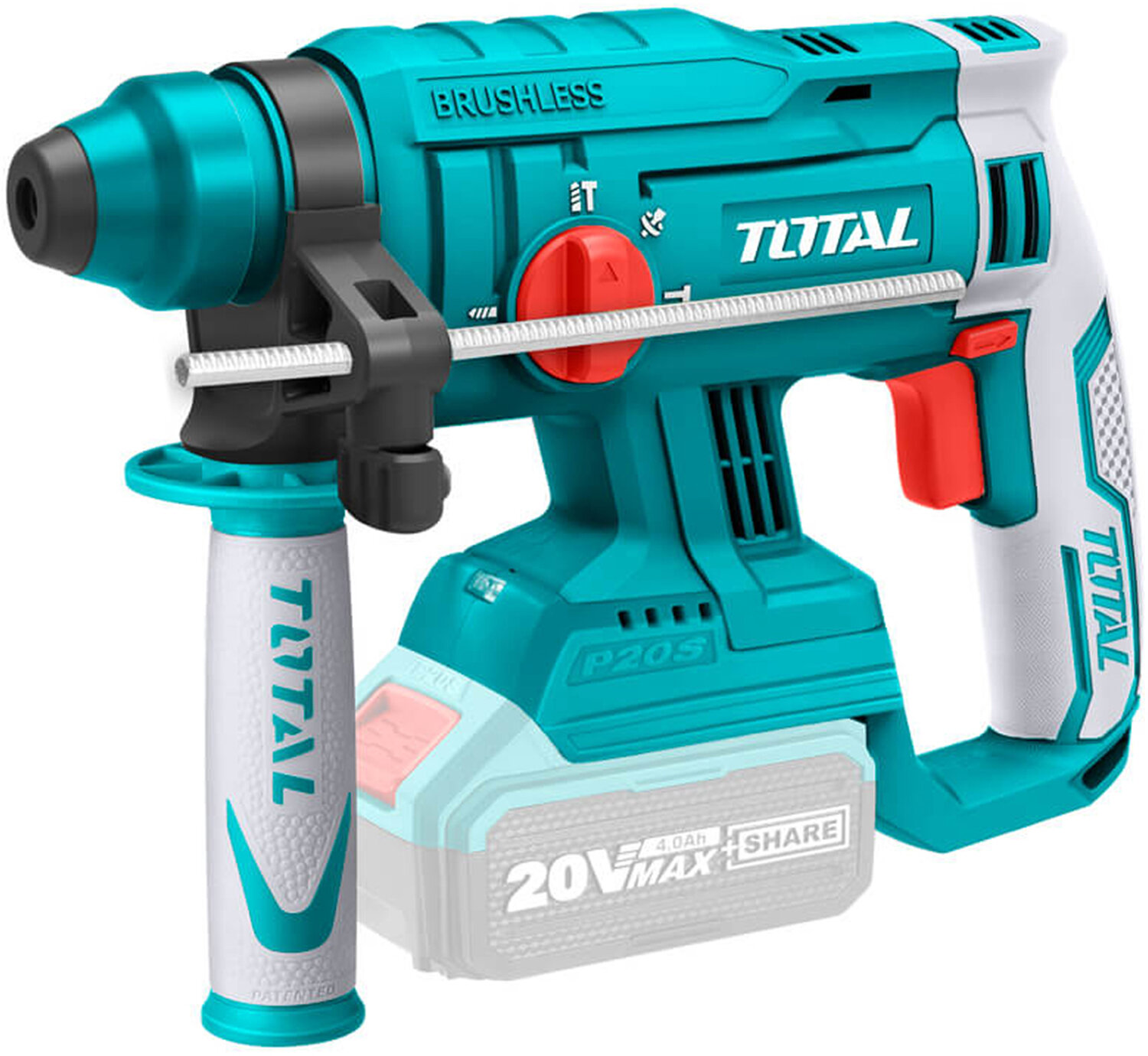 Перфоратор TOTAL P20S TRHLI2201, бесщеточный, от аккумулятора