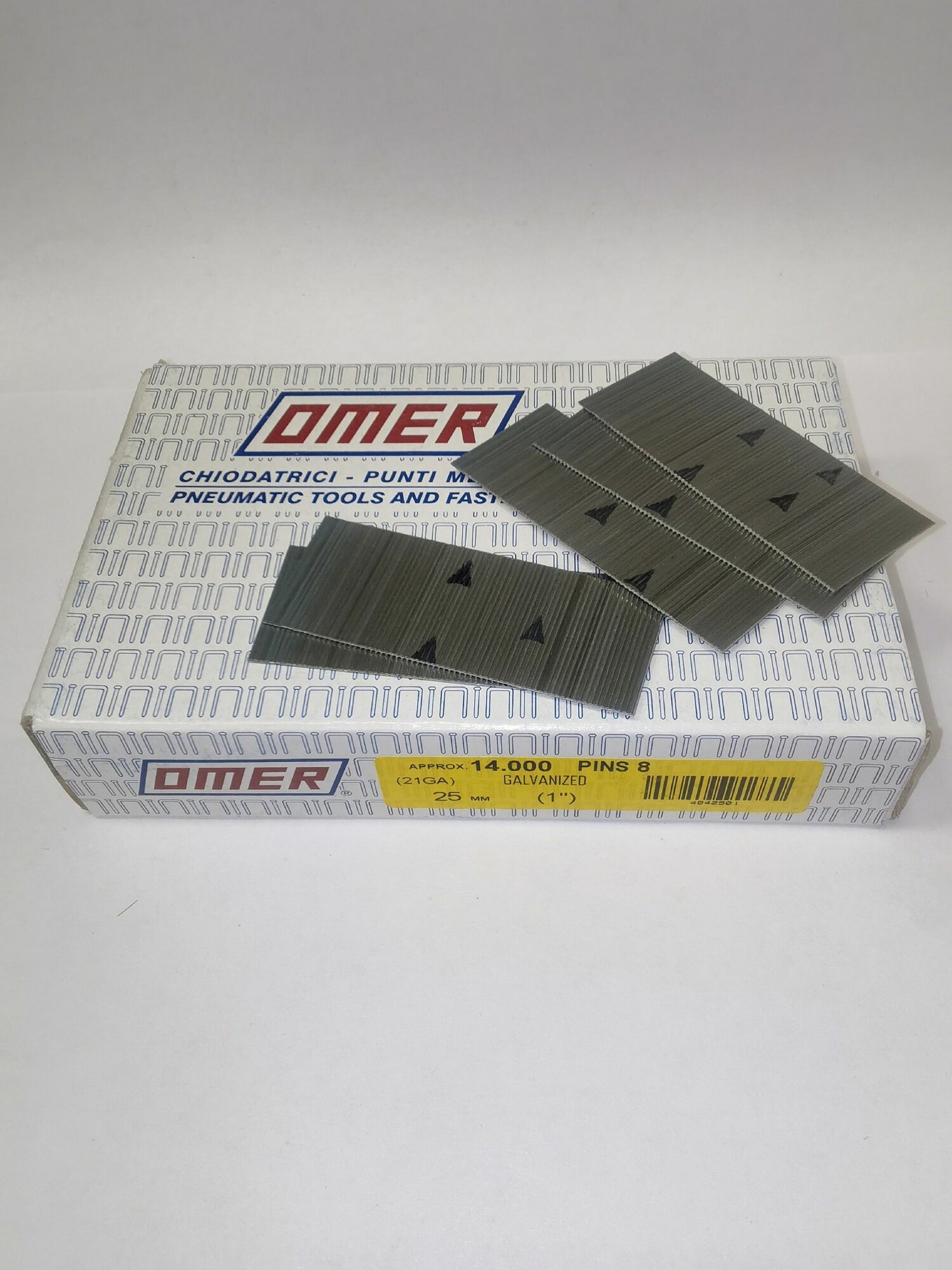 Шпильки для нейлера 8/25 Omer, 25 мм, сечение 0,84 мм, GA21