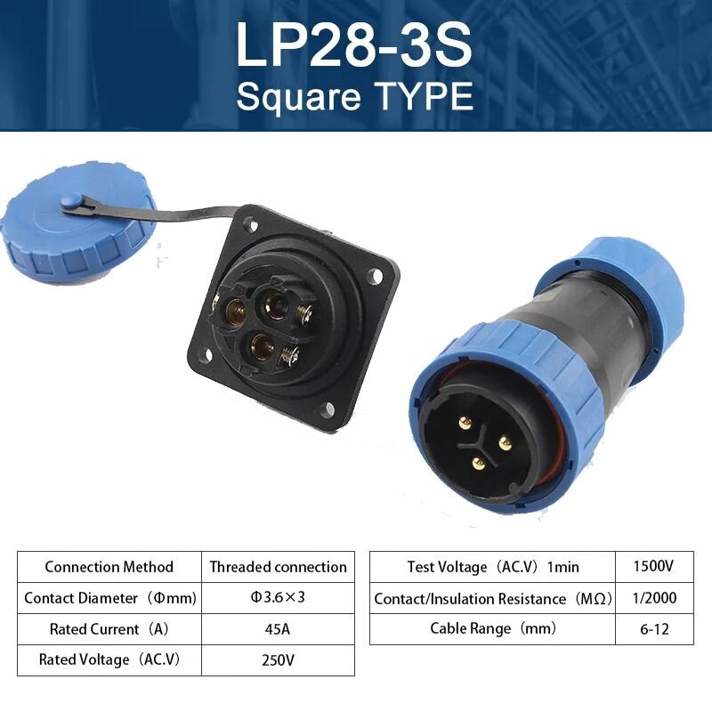 LP28/SP28 IP68 водонепроницаемый разъем для провода квадратный 4-отверстий гнездо прямой штекер без пайки винтовой тип мужской женский набор