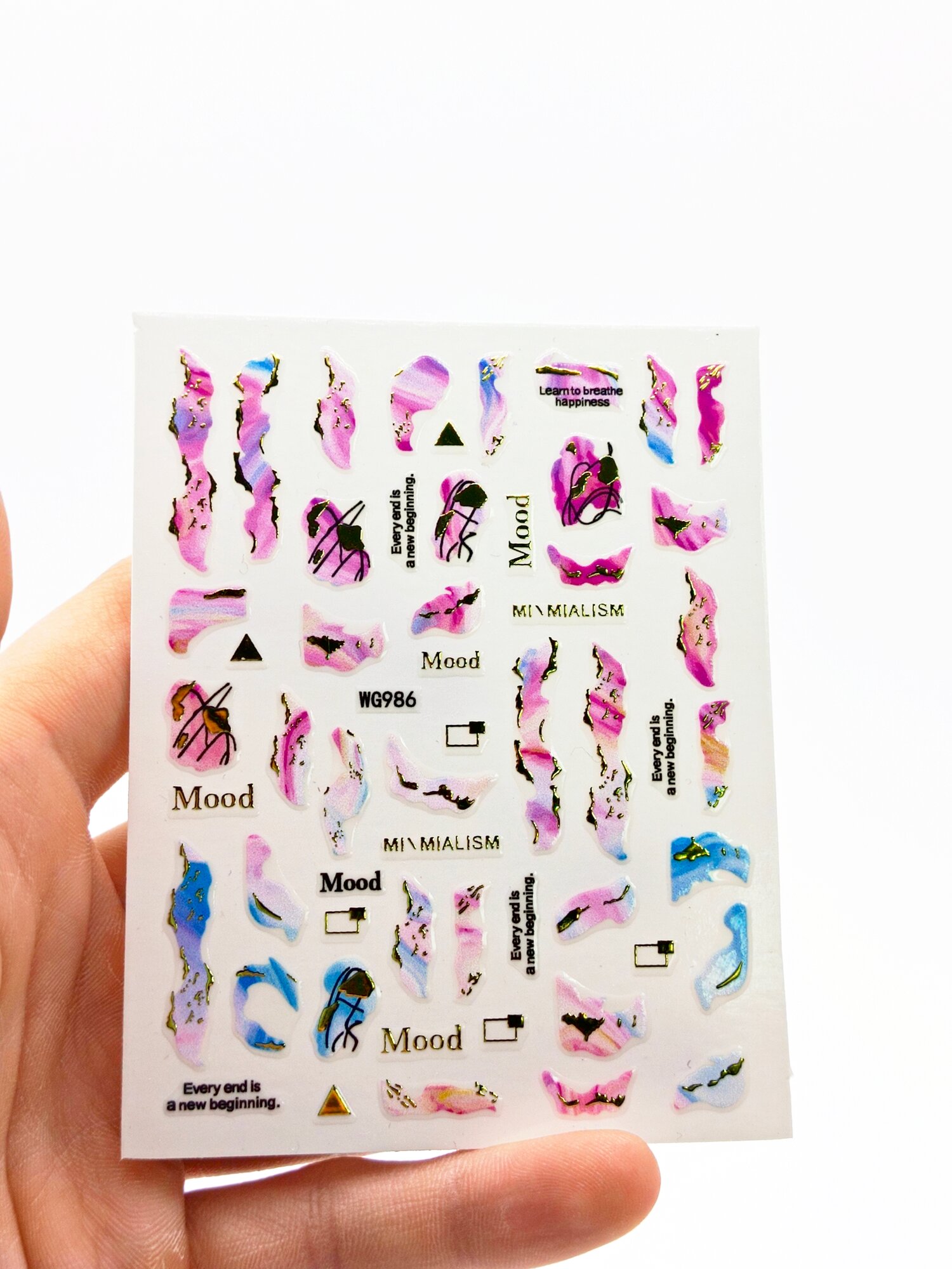 Наклейки виниловые для ногтей "WG986" c матовым оттенком. 10.3см*8см