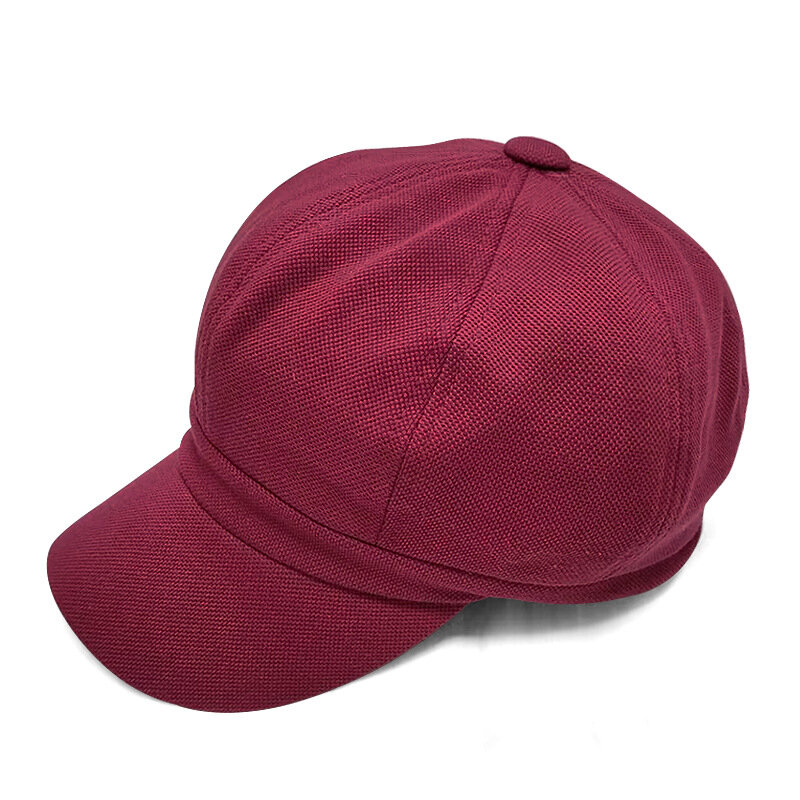 Шляпа, восьмиугольная, для прогулок, винно-красная, зернистая ткань