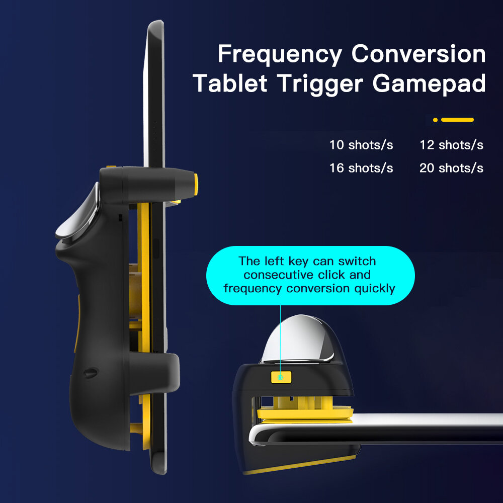 Контроллер геймпад для планшета, триггеры, четыре пальца, черно-желтый