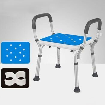 Табурет для ванной и душа с регулировкой высоты с поручням для взрослых, пожилых людей и инвалидов людей с ограниченными возможностями