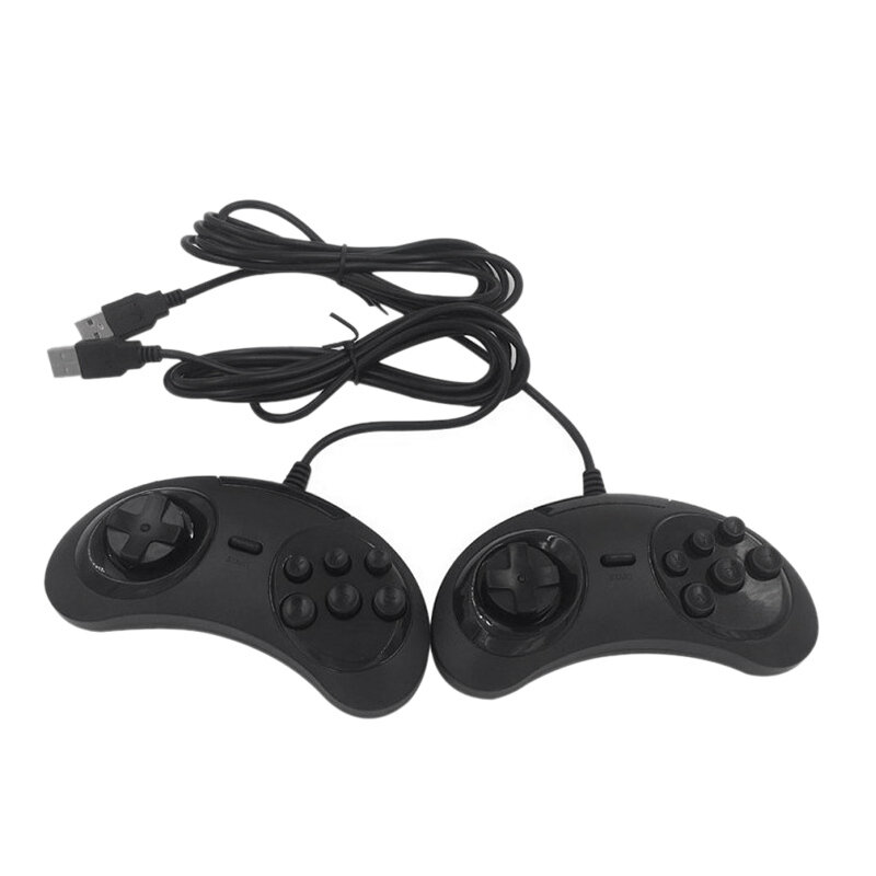 (D O M G) 0 Игровой контроллер USB Gamepad с 6 кнопками для геймпадов PC MAC Mega Drive