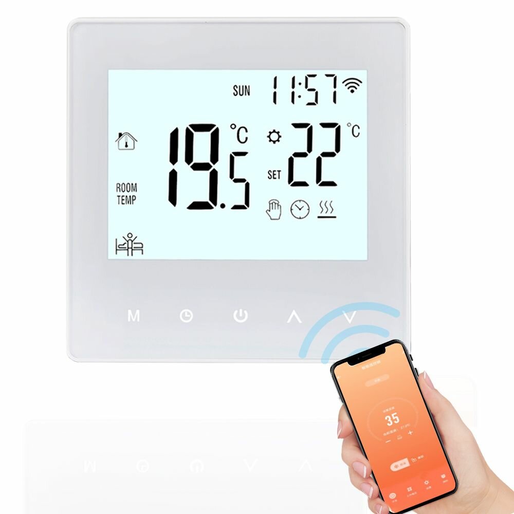 Умный термостат Wi-Fi Tuya APP с белой подсветкой и сбором воды 3A