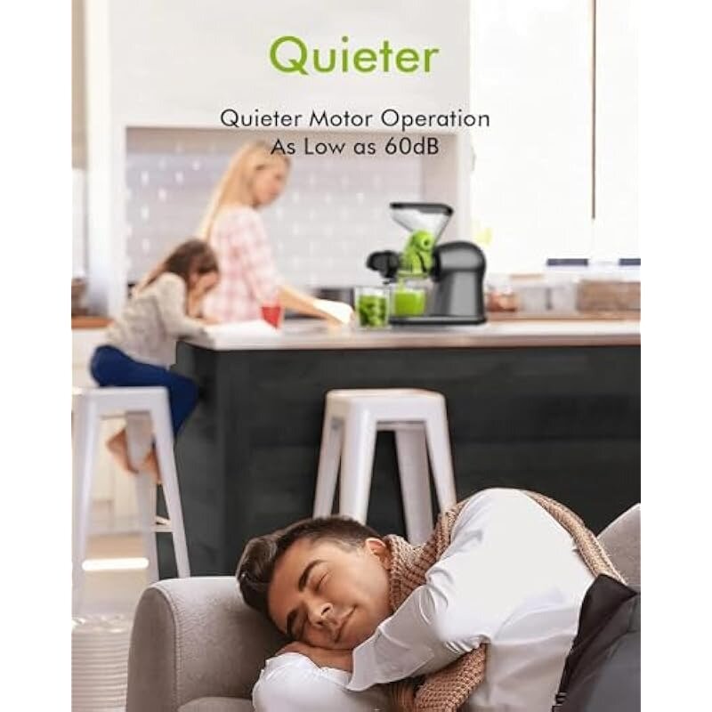 Соковыжималка SiFENE с холодным прессом, тихая, легко чистится, без BPA, с функцией предотвращения засоров, двухканальная воронка 3" для целых фруктов и овощей, высокая производительность сока