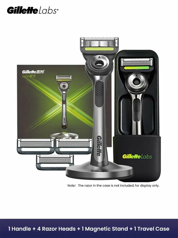 Gillette Labs Gift Kit электробритва мужская-1 Держатель для ножей, 4 Головки для ножей, 1 Дно