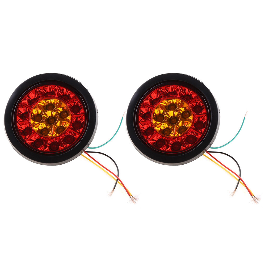 16LED круглый задний фонарь для грузовика, двухцветный задний фонарь-желтый и красный