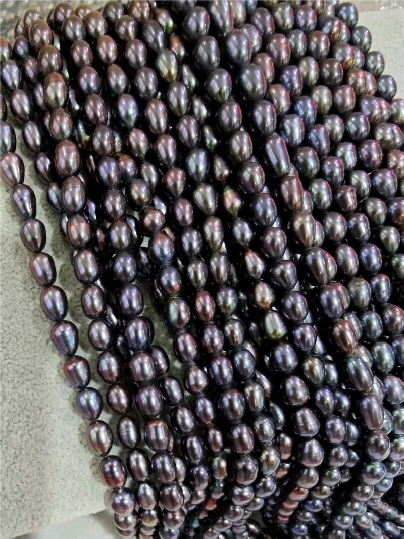 Новая бусина из натурального пресноводного жемчуга диаметром 6X8 мм, 15 дюймов.