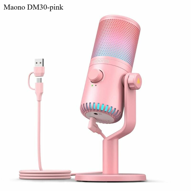 MAONO Микрофон игровой DM30 RGB-pink микрофон USB-микрофон для игрового компьютера и ПК