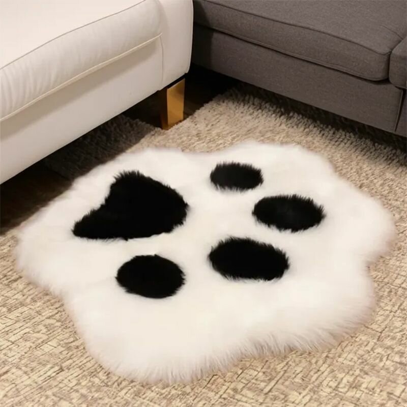 Меховой ковер, украшение из искусственного шерстяного плюша в форме медвежьей лапы, нескользящее дно 60x51 см, может использоваться в спальнях, гостиных, детских комнатах