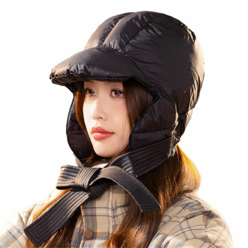 Модная теплая пуховая шляпа с утолщенным ремешком для защиты ушей Lei Feng hat-черный