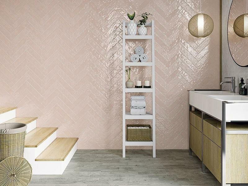 Керамическая плитка El Barco Music 7,5х30 Структурированная, Глянцевая Розовый