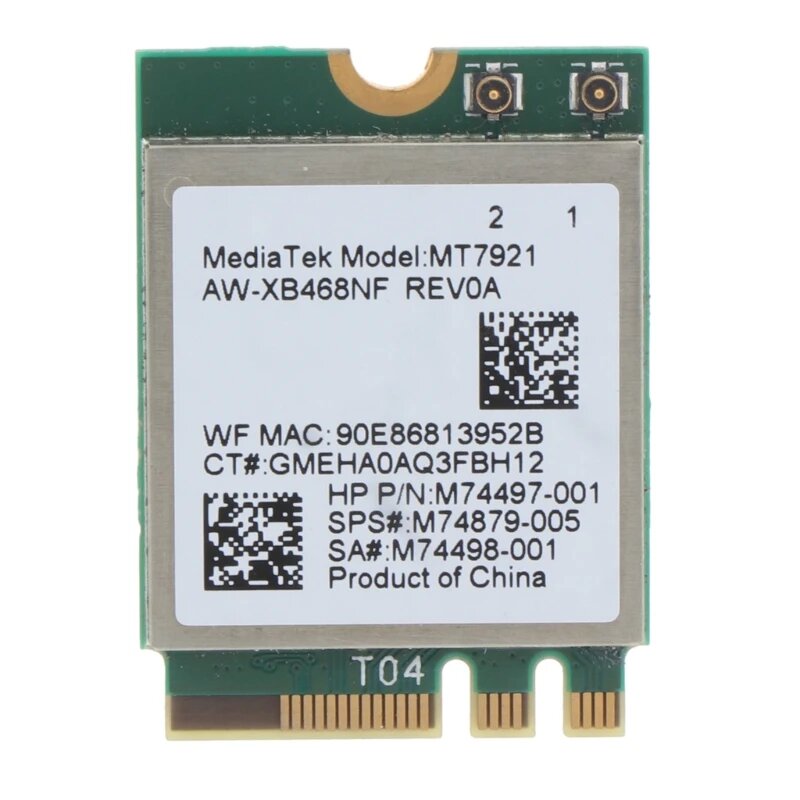 Беспроводная карта Wi-Fi 6 MT7921 Bluetooth-com 5.2, двухдиапазонный сетевой адаптер мощностью 1800 Мбит/с, поддержка Windows 10/11 (64 бит) M.2