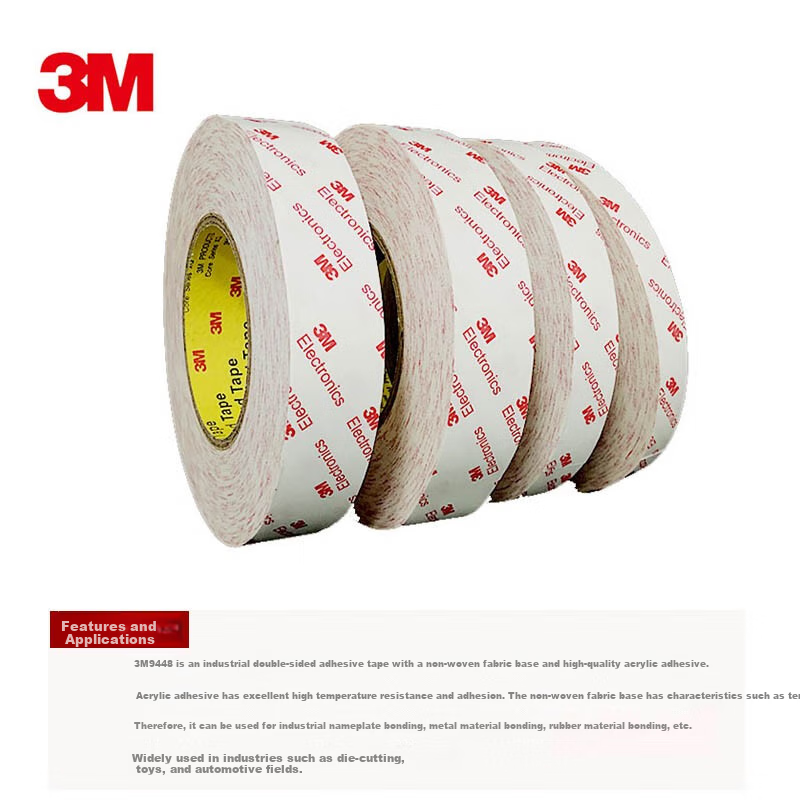 3M Double Sided Tape Strong Adhesive Tape Cotton Paper Tape Base Material Double Sided Tape Nameplate Adhesive Semi-Transparent Y9448HK Style 20mm*50m*0.15mm