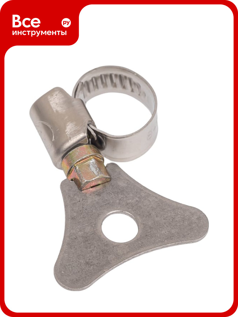 Червячные хомуты Политех накатные с металлическим ключом, нерж. сталь, 2 шт. в упаковке, 8-12 мм 3205012